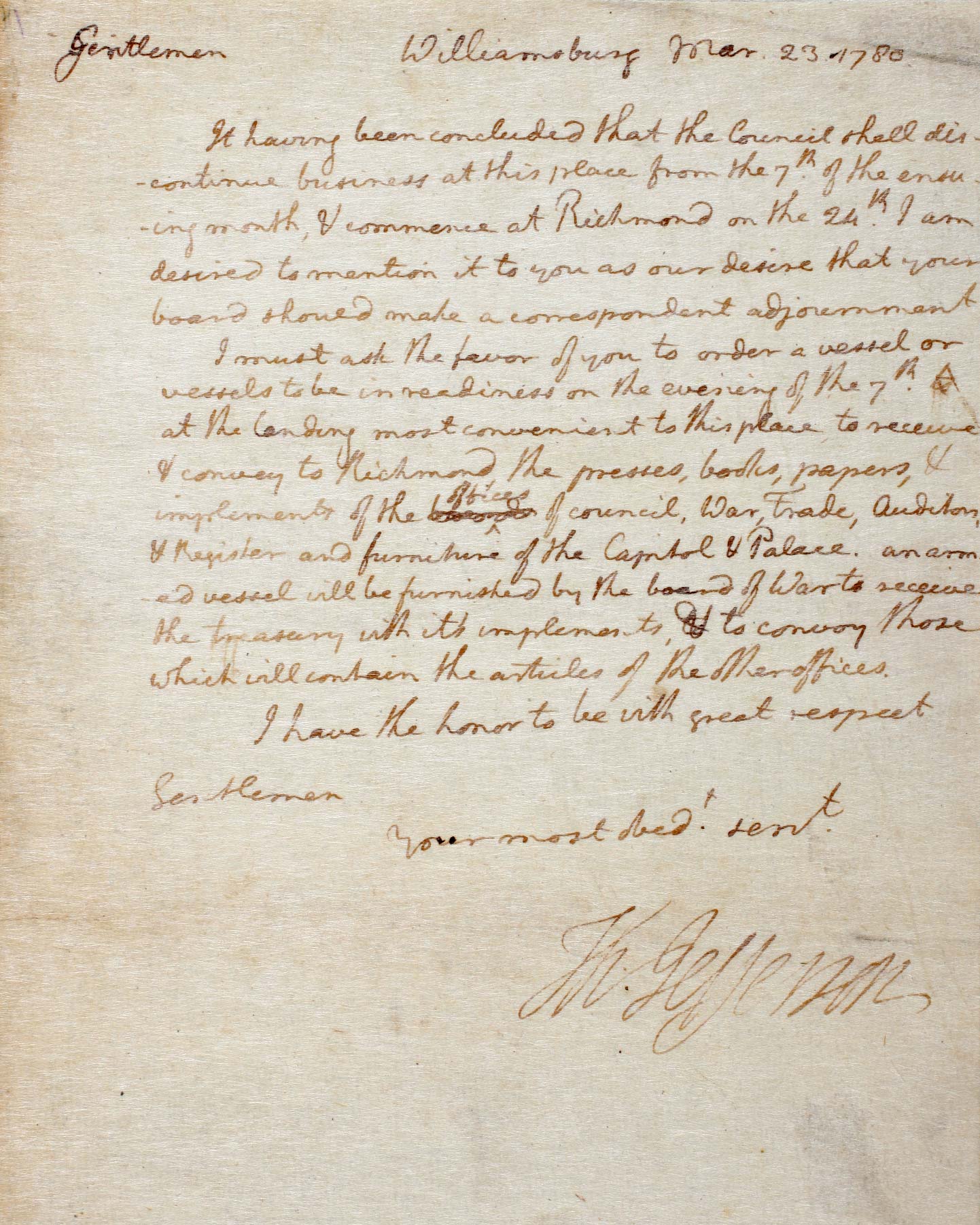 Zoom in on Thomas Jefferon's Letter : The Colonial Williamsburg ...